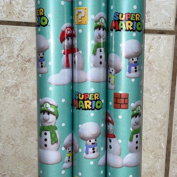 Hallmark | Party Supplies | 2 Rolls Nintendo Super Mario Bros Christmas ...